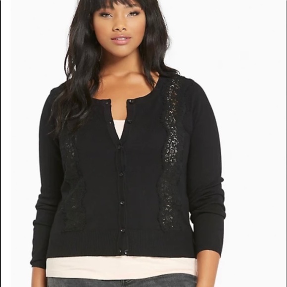 torrid | Sweaters | Torrid Black Lace Inset Cardigan 5x | Poshmark